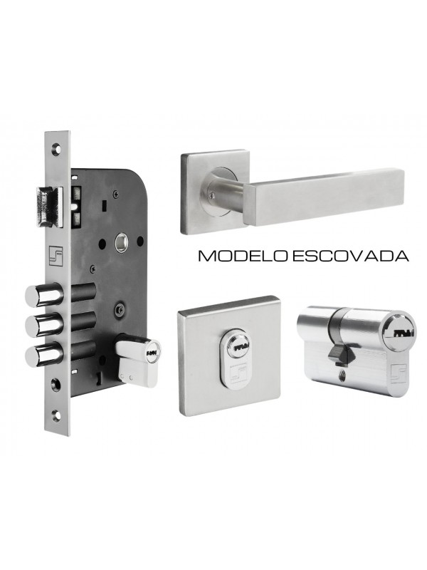 Fechadura Porta 03 Pinos Chave Multiponto - Com Maçaneta